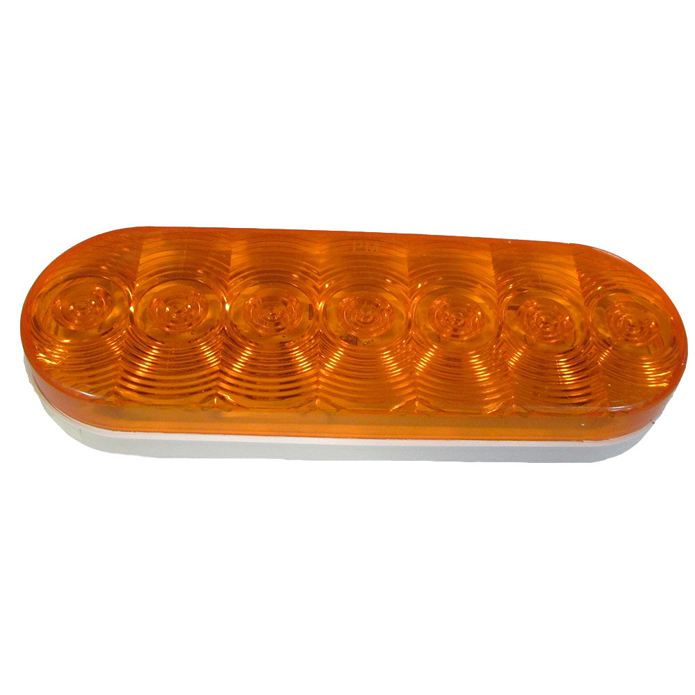 019-03-300 One (1) Orange Oval 6" LED Light 12 Volt STT (Stop / Turn ...