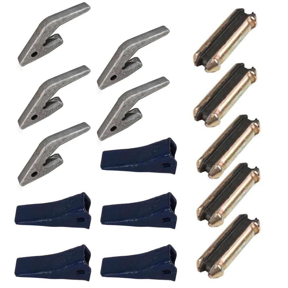 Set of 5 - TF23 Bucket Teeth Assembly w/ Weld On Shank Flex Pin Digging ...