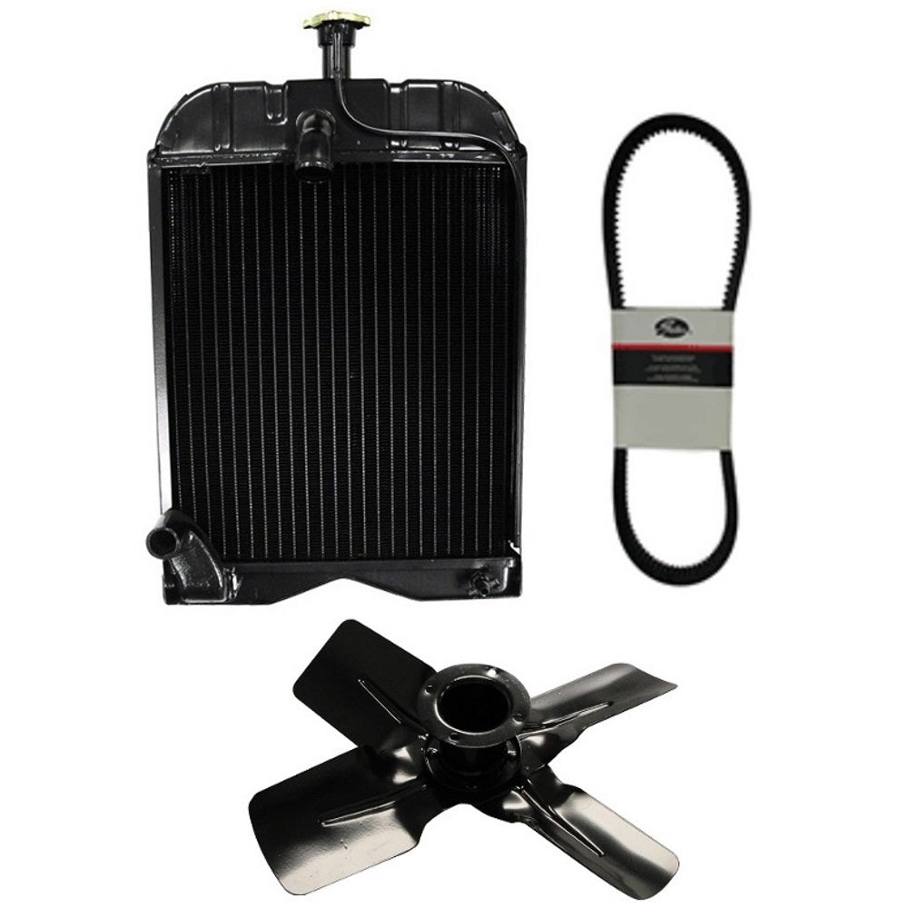 Radiator, 4 Blade Fan, & Fan Belt Kit Fits Ford/New Holland Replaces ...
