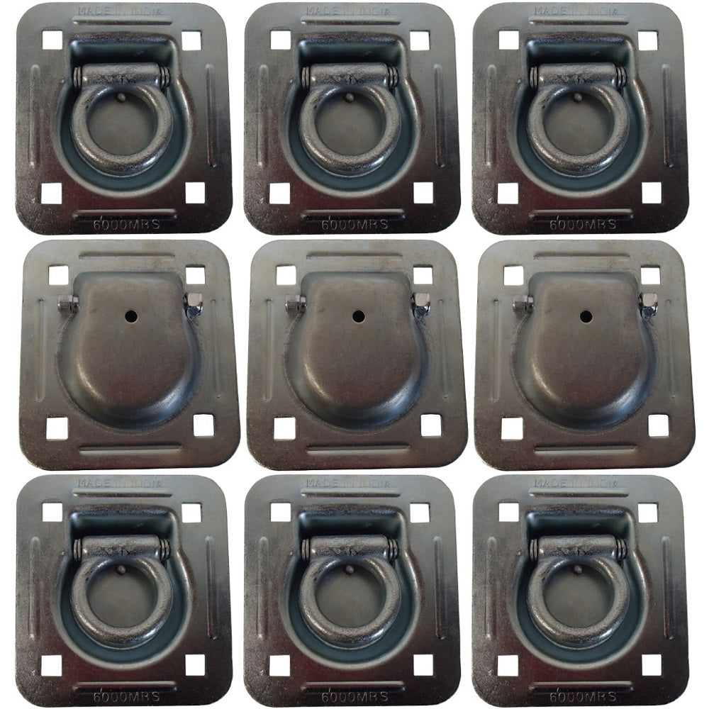 (9 Pk) Flush Mount D-Ring - 1.5" Recessed Tie-Down Anchor for Trailers ...